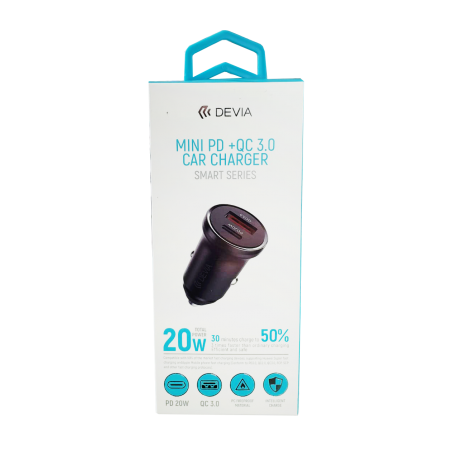Cargador Auto Mini PD + QC3.0 DEVIA 20W 59408